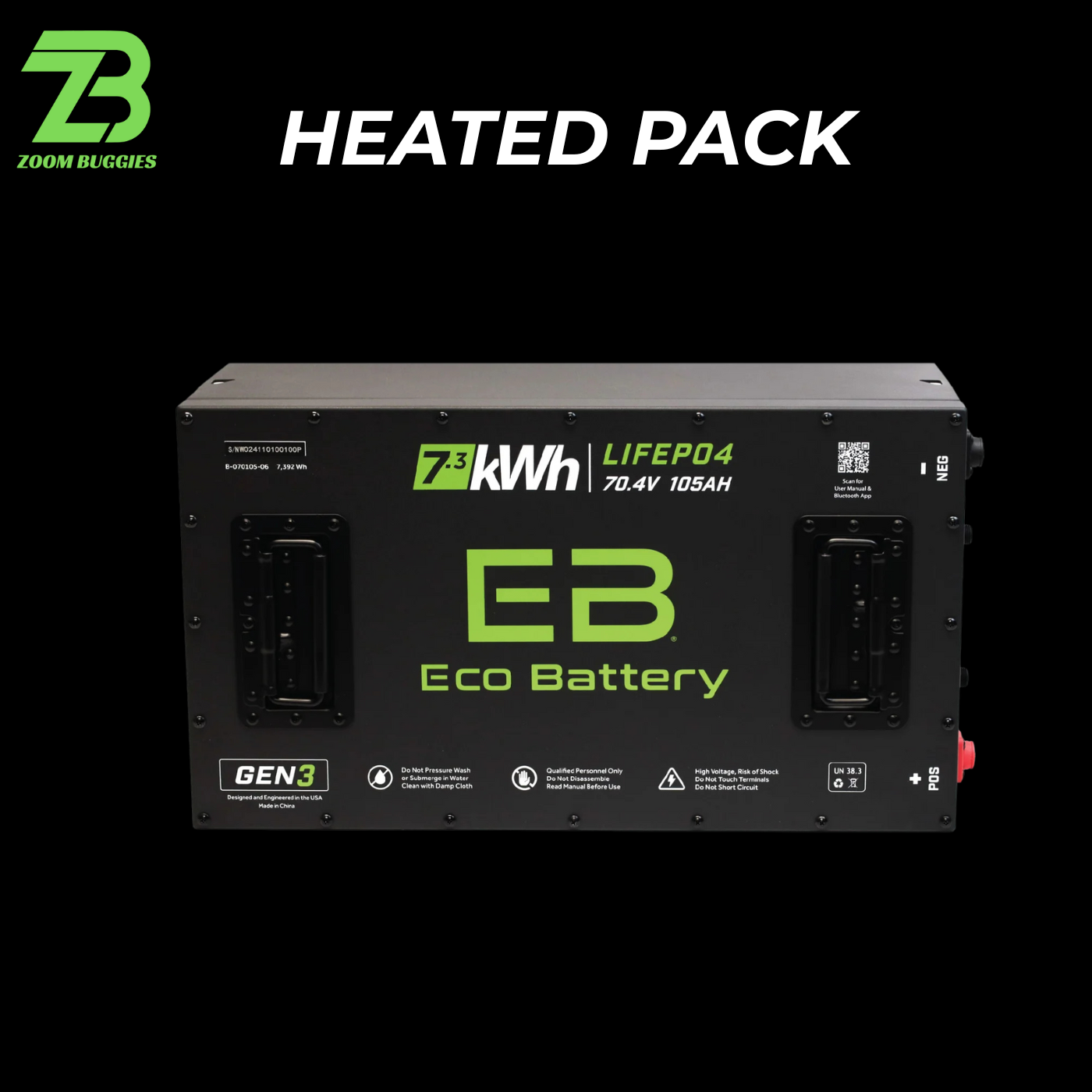 *HEATED* Eco Battery 70V 105Ah LiFePO4 Battery A-070105-06-H – Zoom Buggies